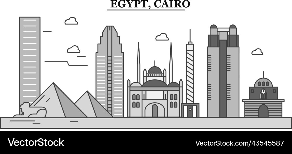 Egypt cairo city skyline isolated Royalty Free Vector Image
