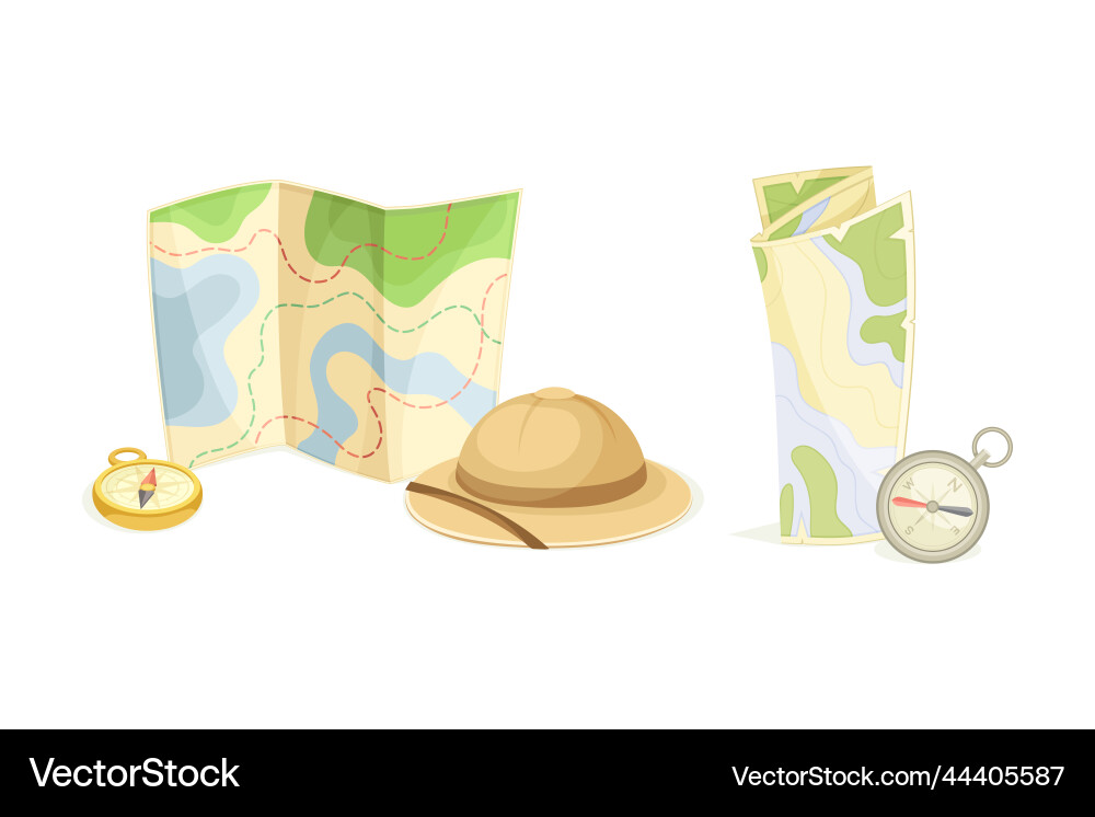 Expedition map depicting geography and route Vector Image