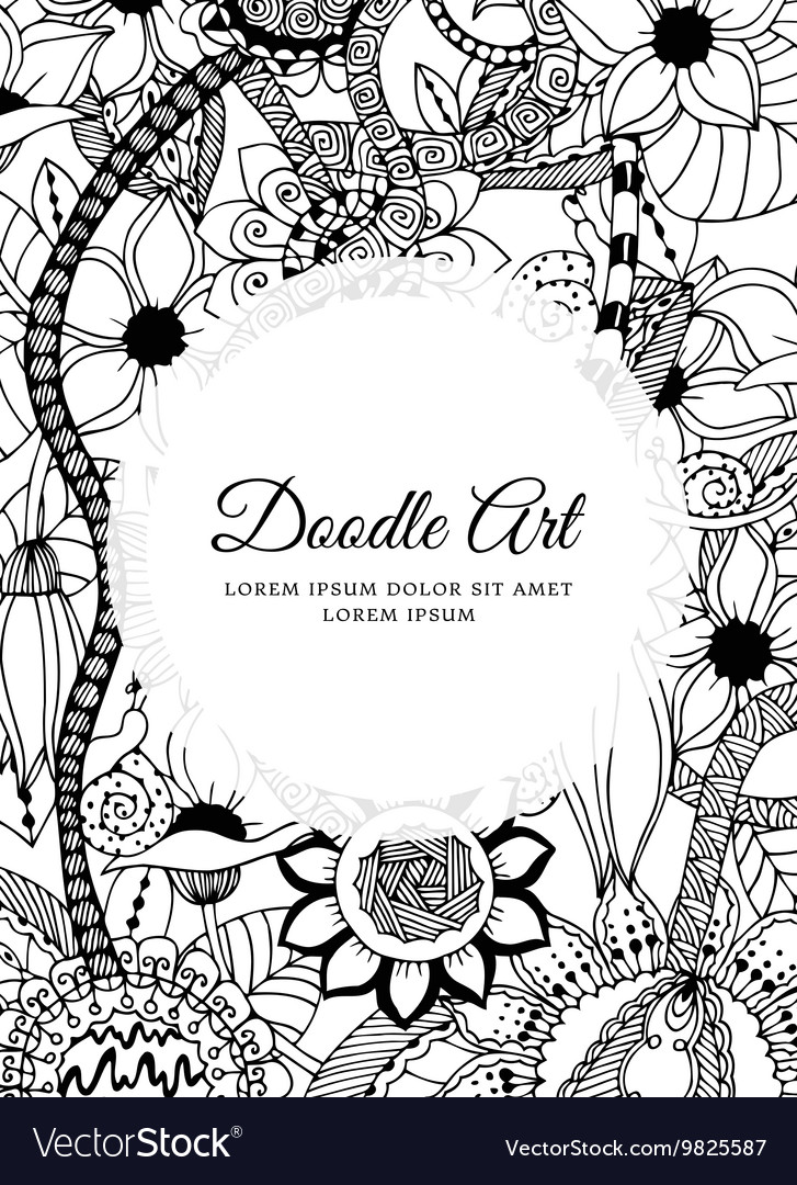 Floral frame zen tangle Royalty Free Vector Image