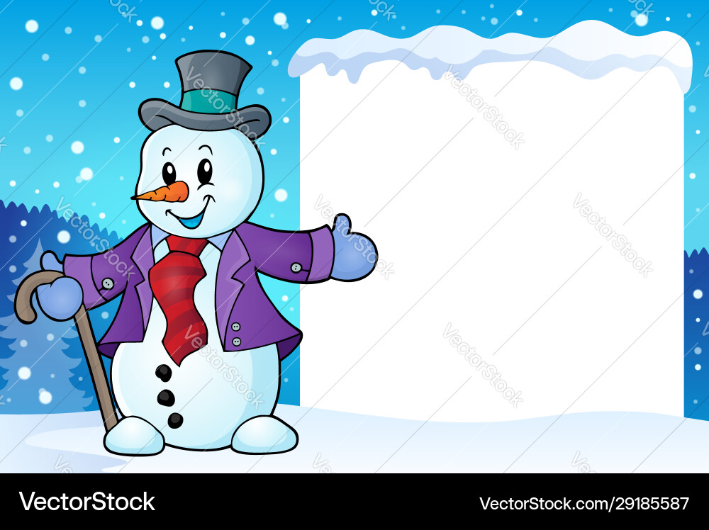 Frame with snowman topic 2 Royalty Free Vector Image