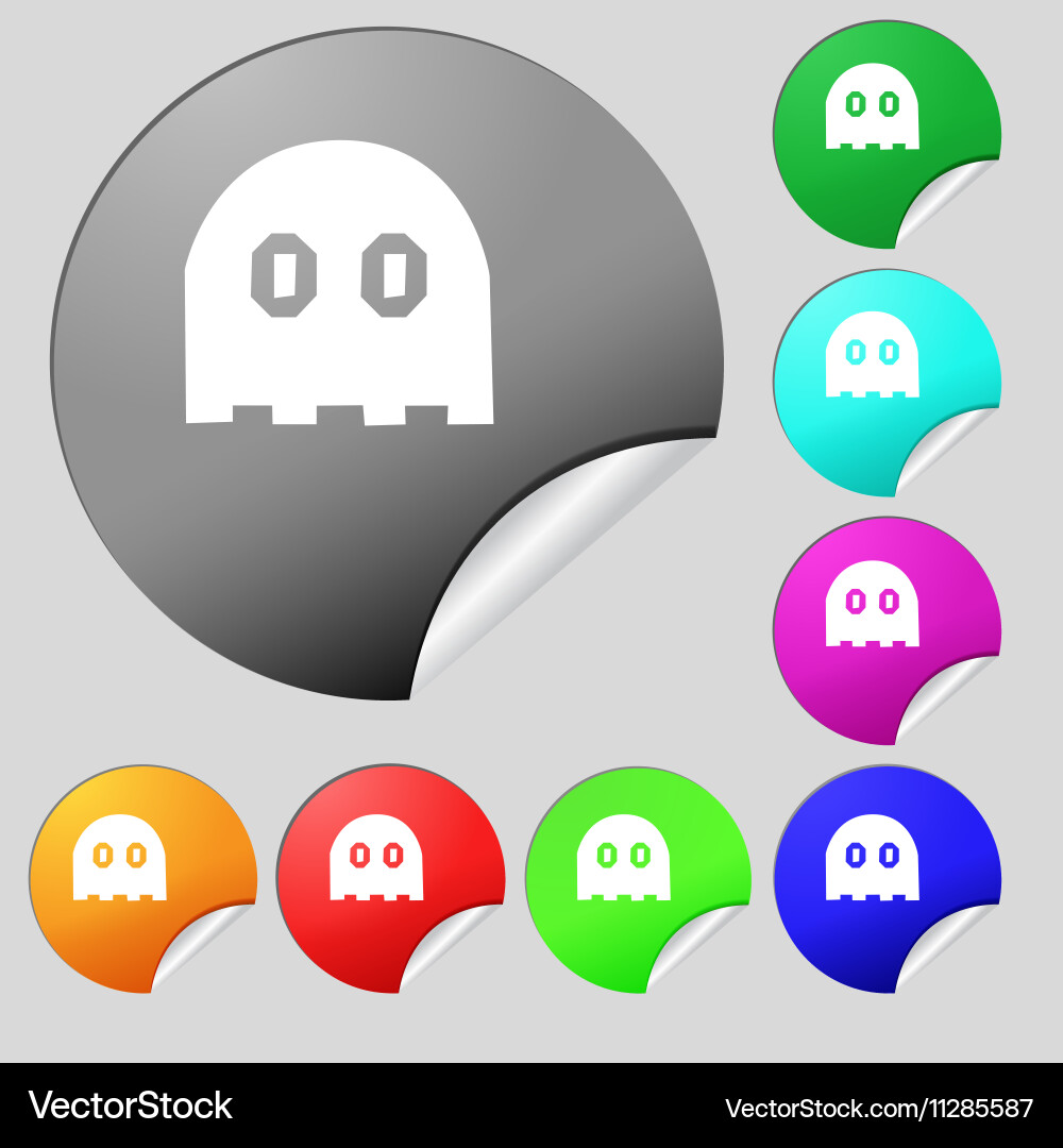Ghost icon sign set of eight multi colored round Vector Image