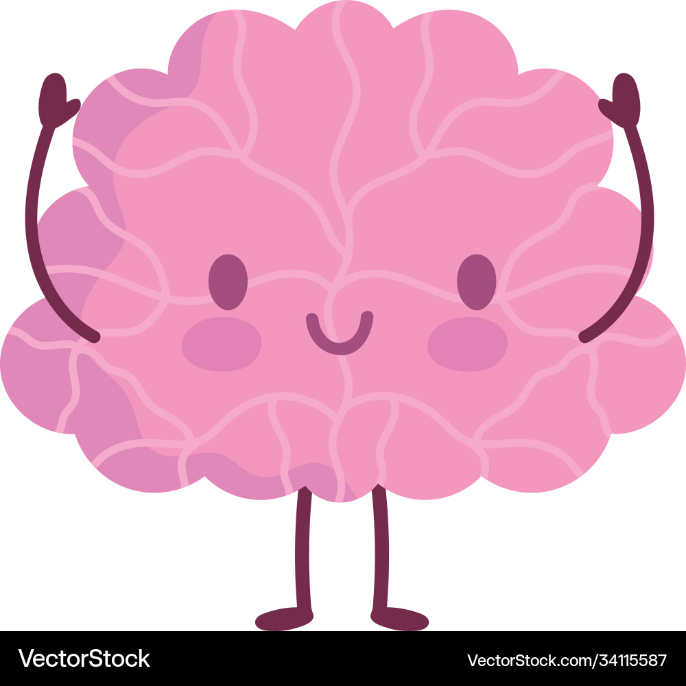 Human brain cartoon character isolated icon style Vector Image