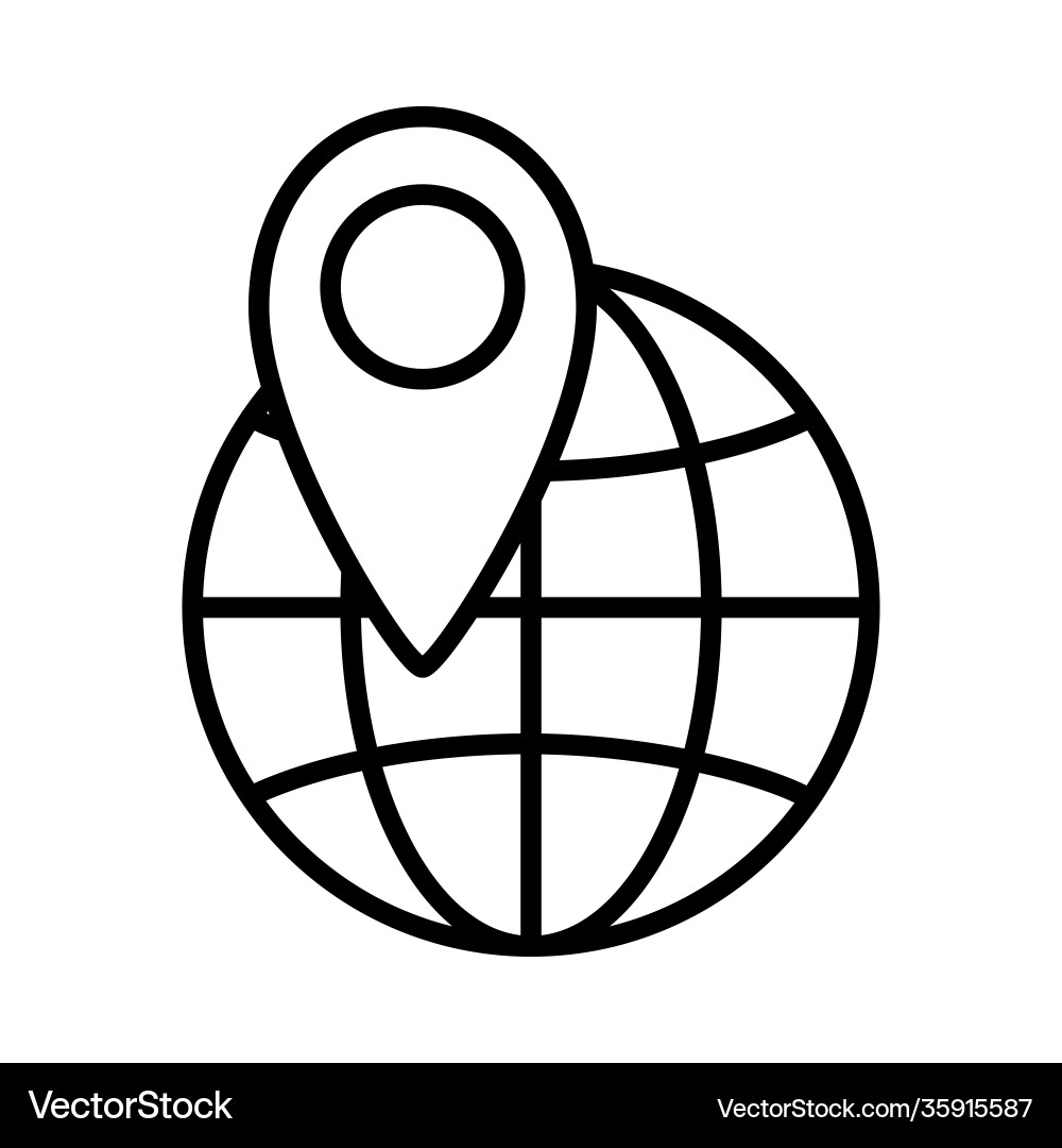 Icon planet with geo tag on white background Vector Image