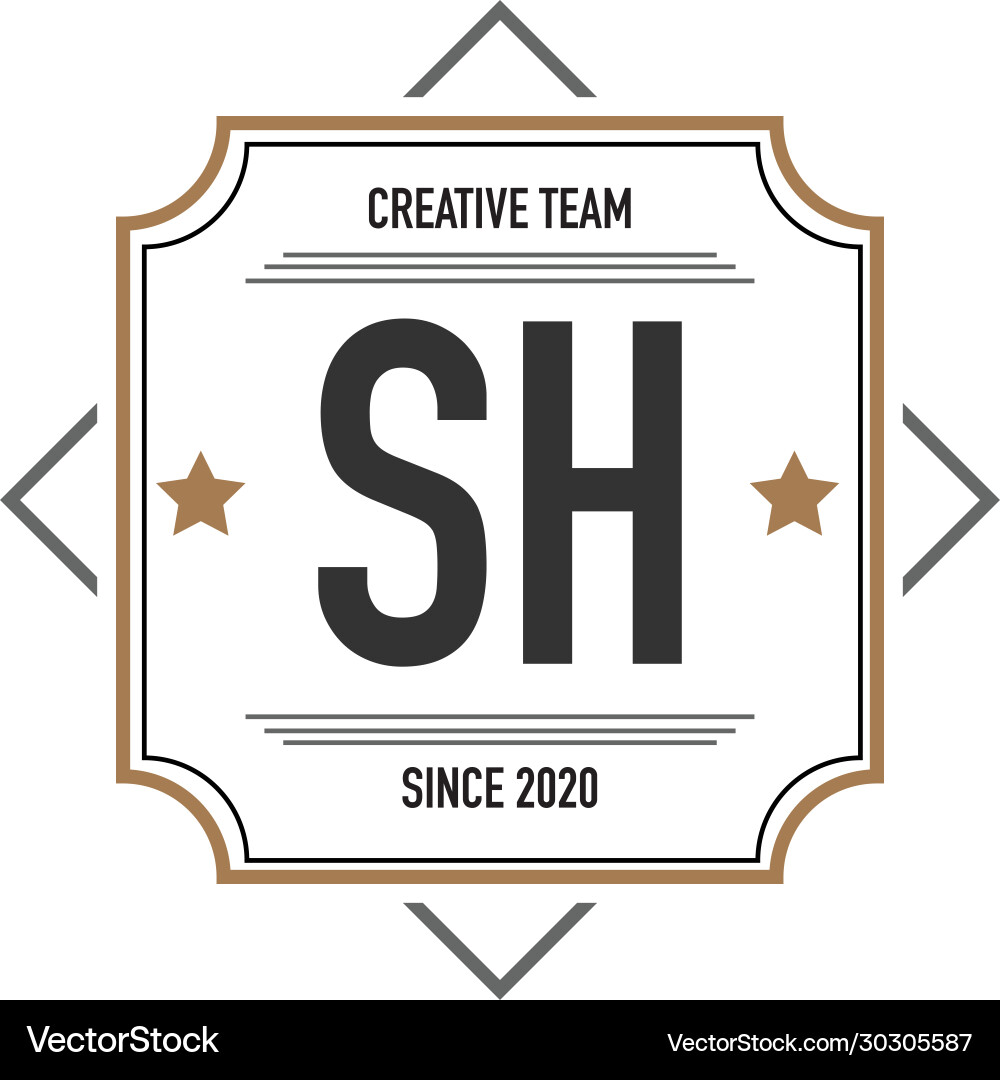 Initial letter sh in elegance box logo design Vector Image