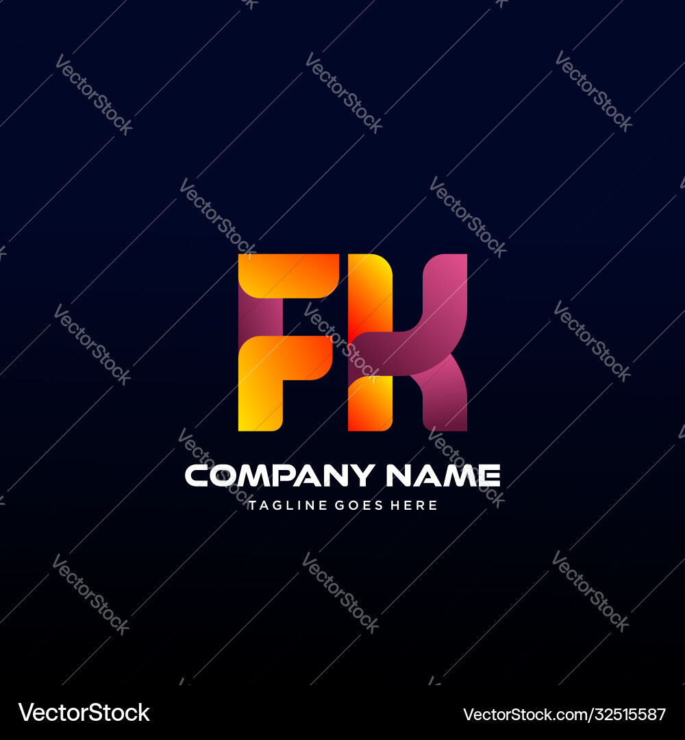 Letter fk initial logo with colorful Royalty Free Vector