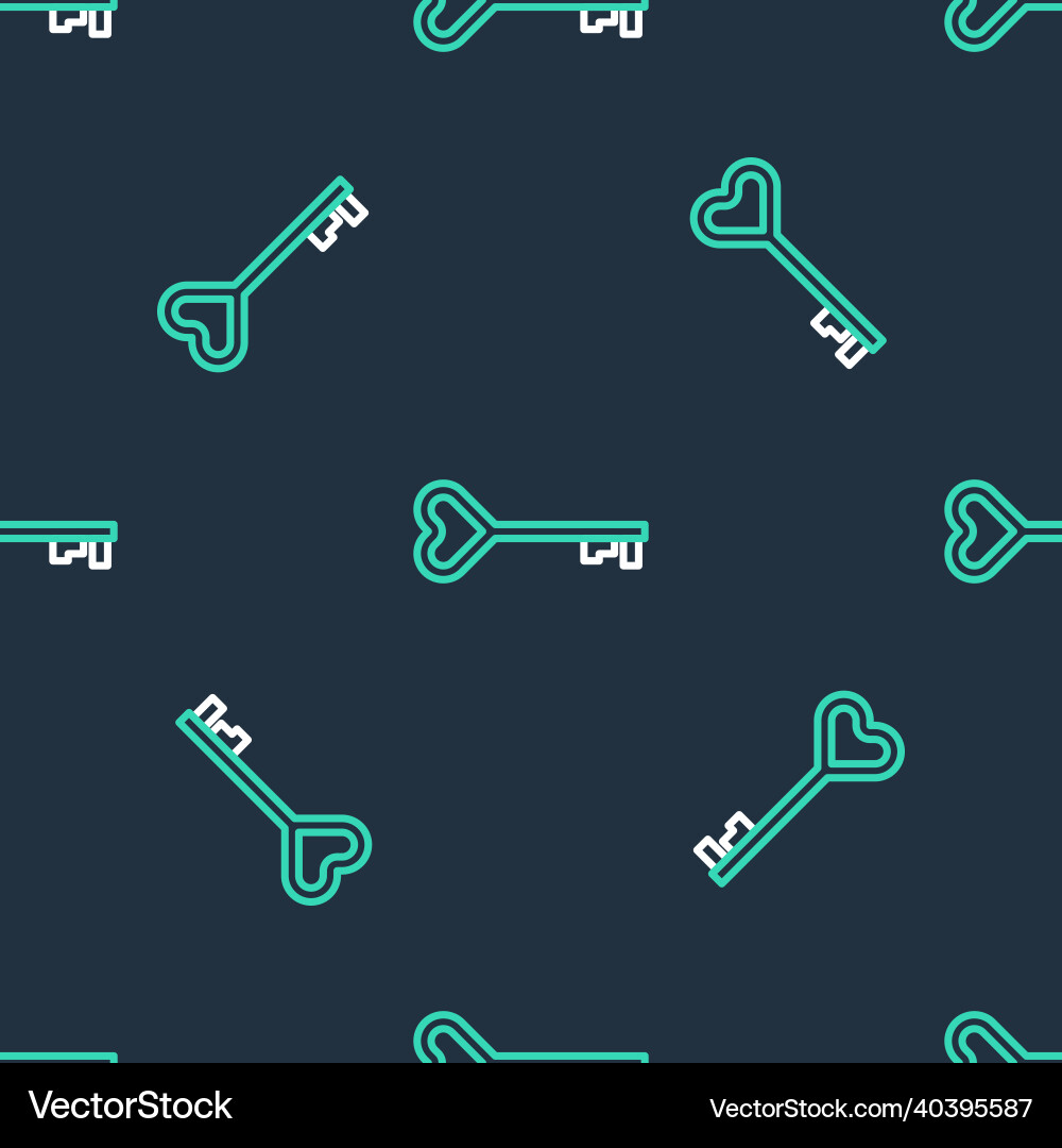 Line key in heart shape icon isolated seamless Vector Image