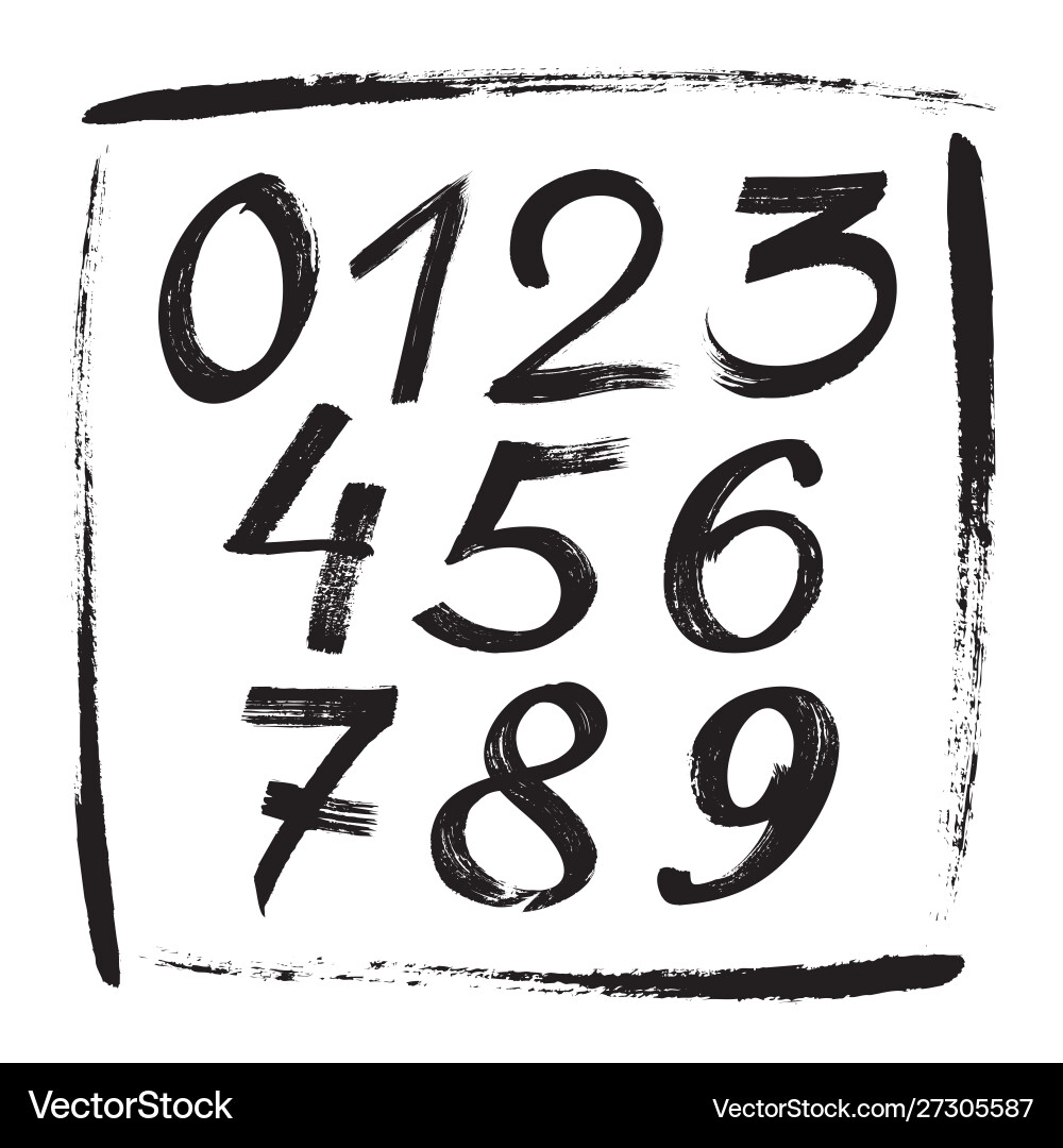 Numbers sketch brush handwritten style design fig Vector Image