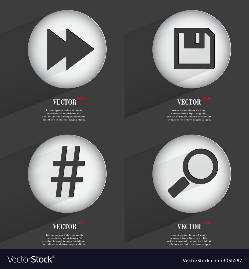Set of one-color web buttons flat design simple Vector Image