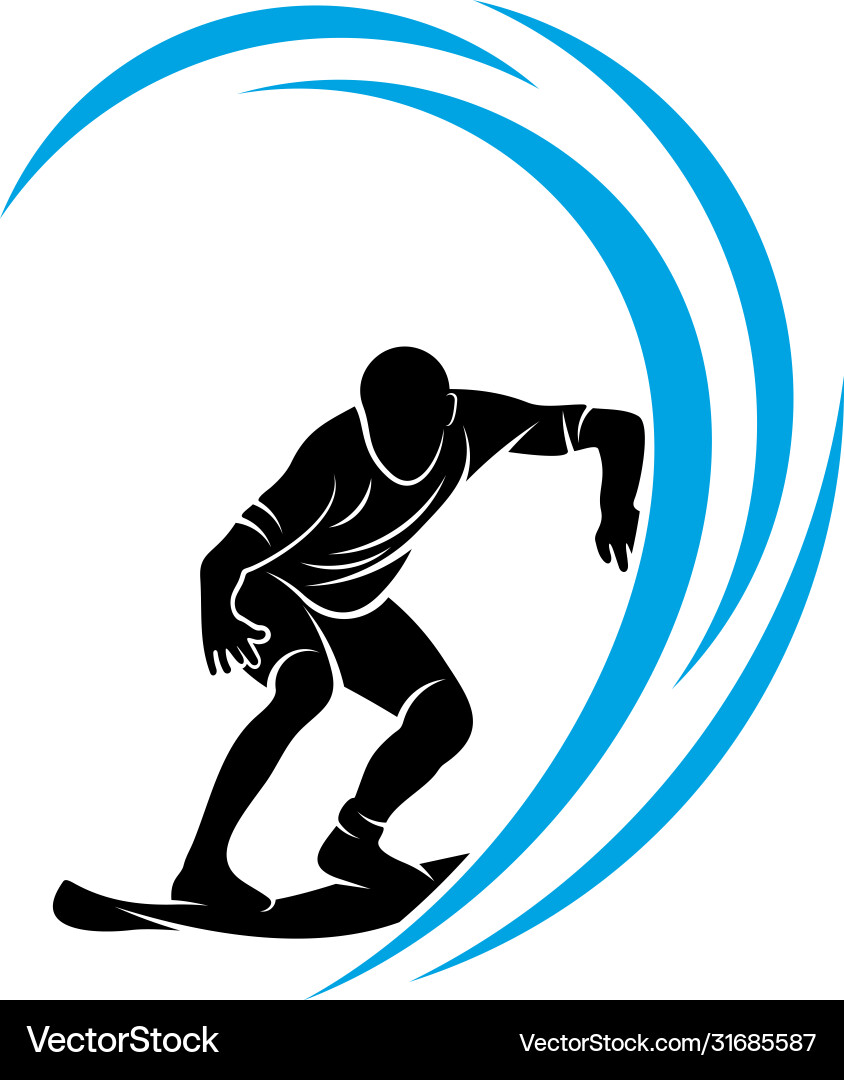 Surfing with water wave logo template symbol Vector Image