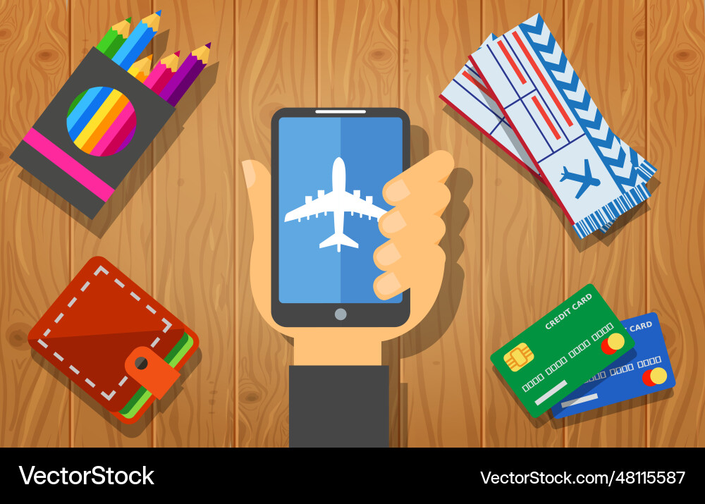 Travel poster design and flight search app Vector Image