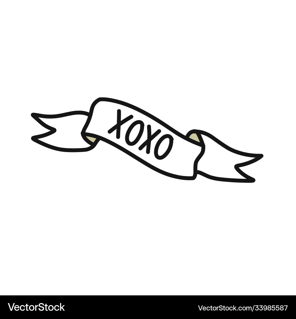 Xoxo tape doodle icon color Royalty Free Vector Image