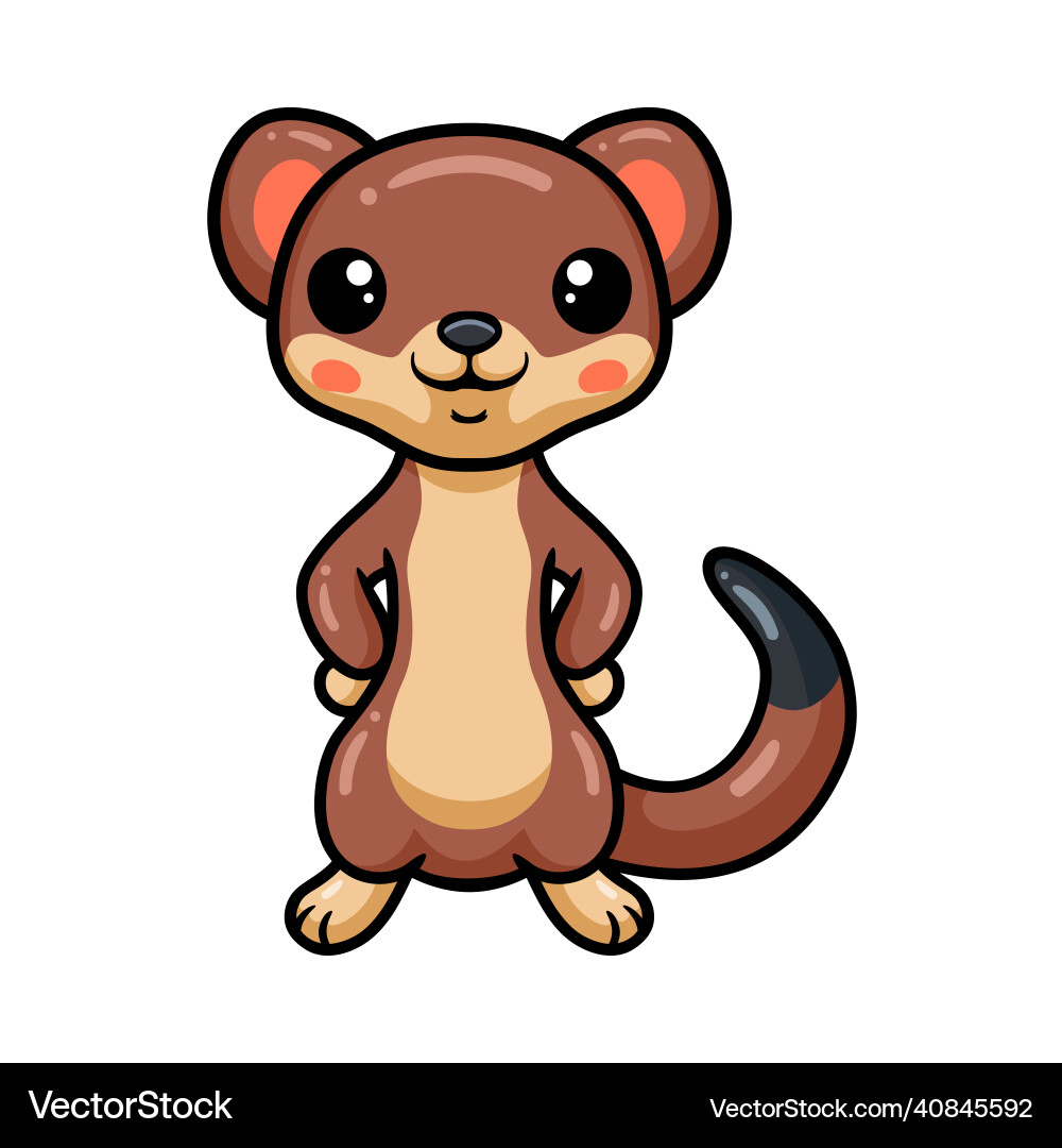Cute little weasel cartoon standing Royalty Free Vector