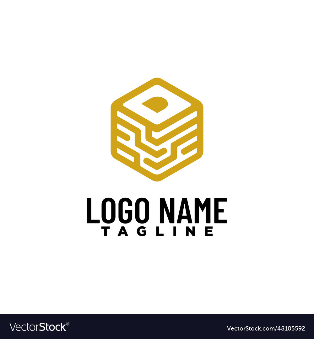 Data cube technology logo design Royalty Free Vector Image