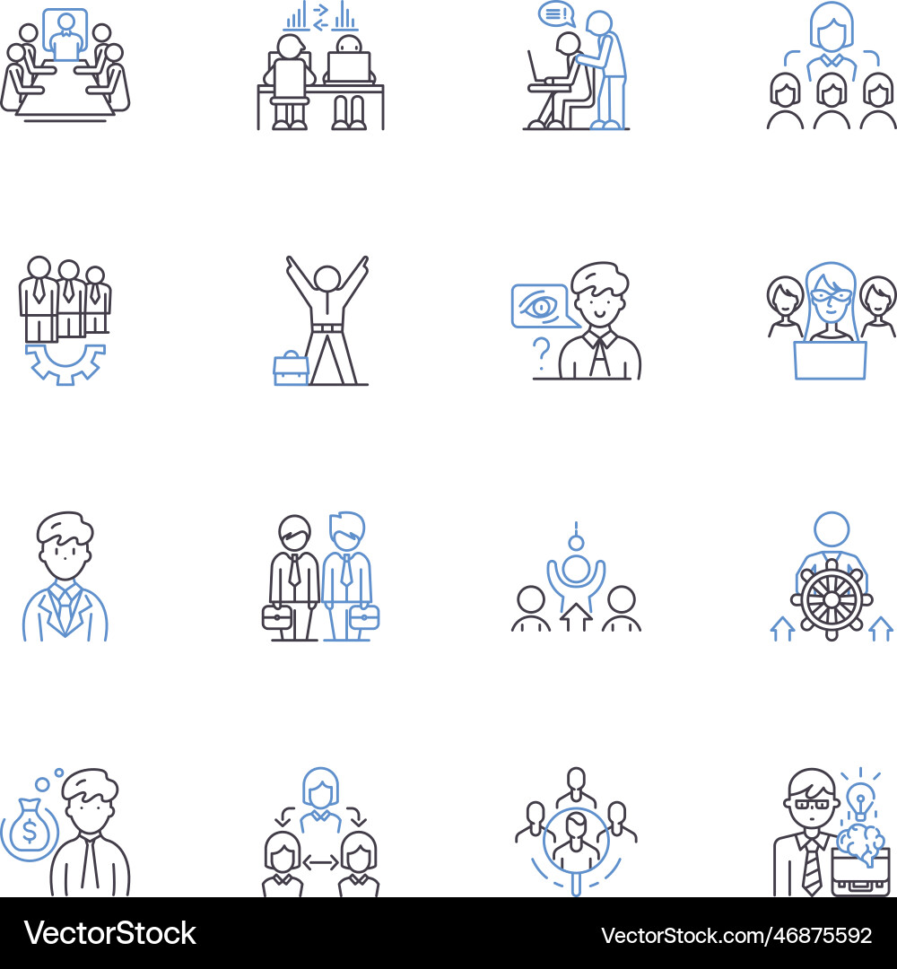 Duty and supervision line icons collection Vector Image