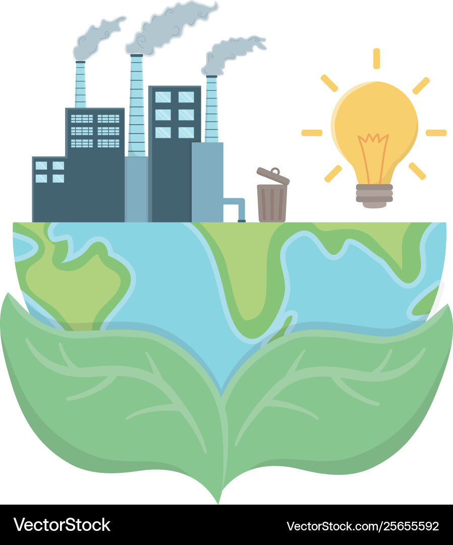 Eco factory and save planet design Royalty Free Vector Image