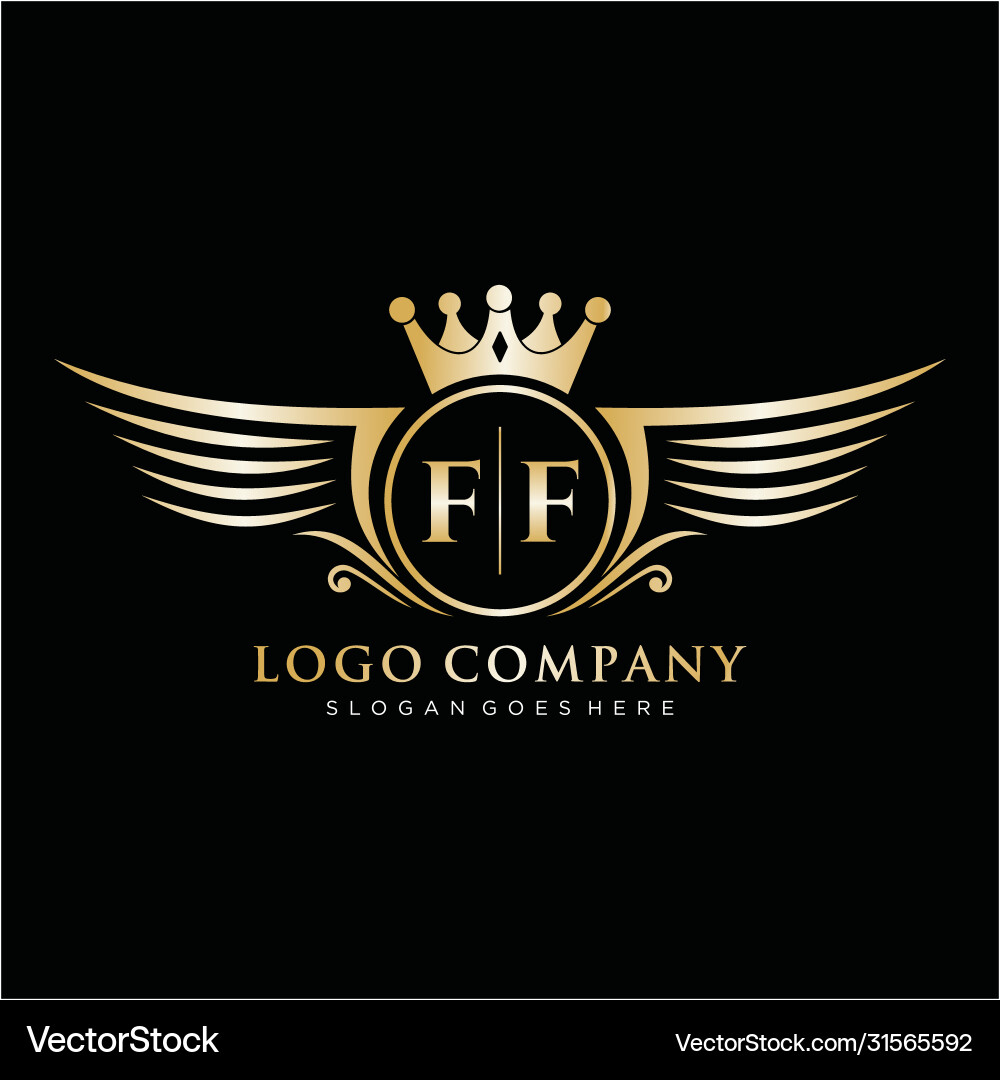 Ff letter initial with royal wing logo template Vector Image