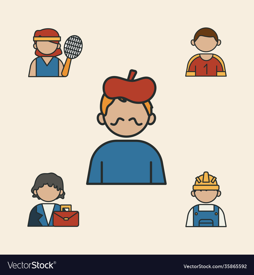 Group five professionals workers Royalty Free Vector Image