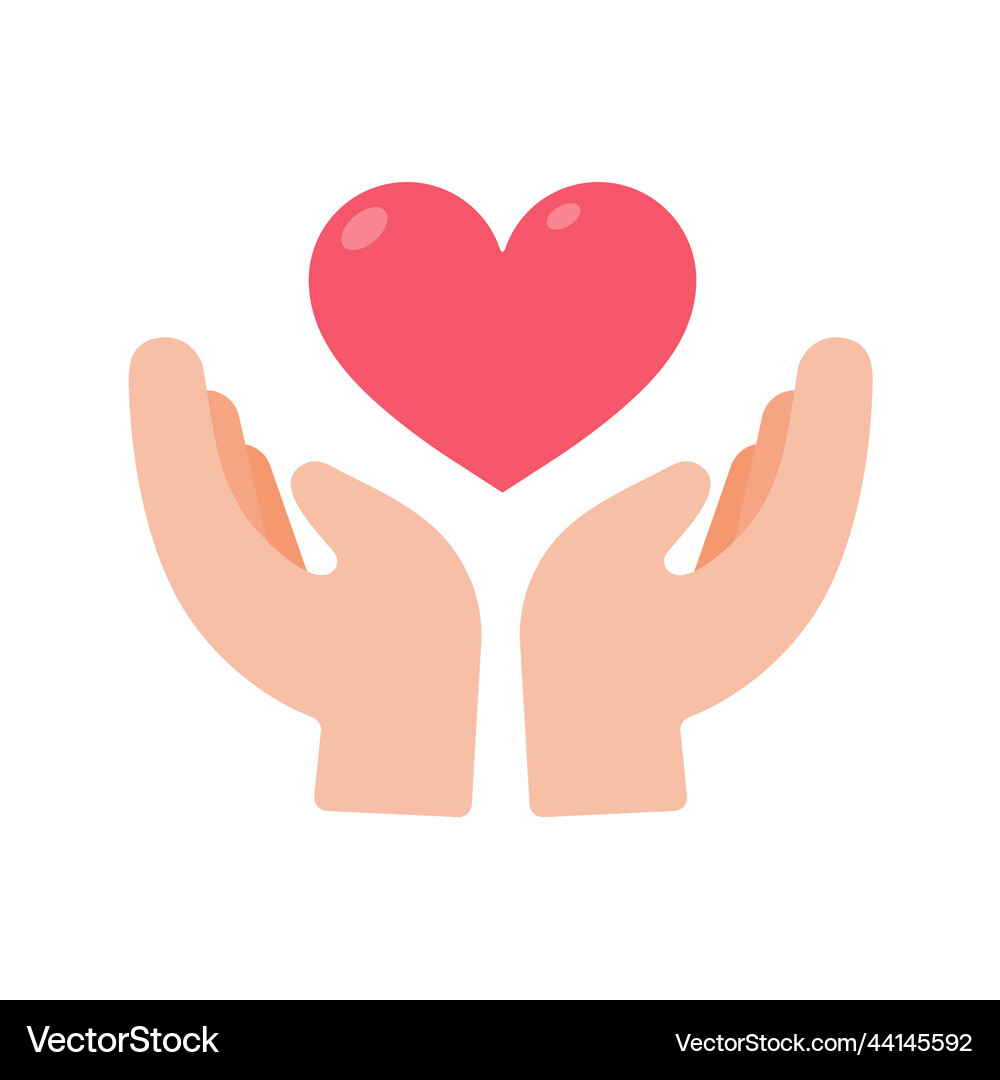Hands giving hearts to each other helping Vector Image