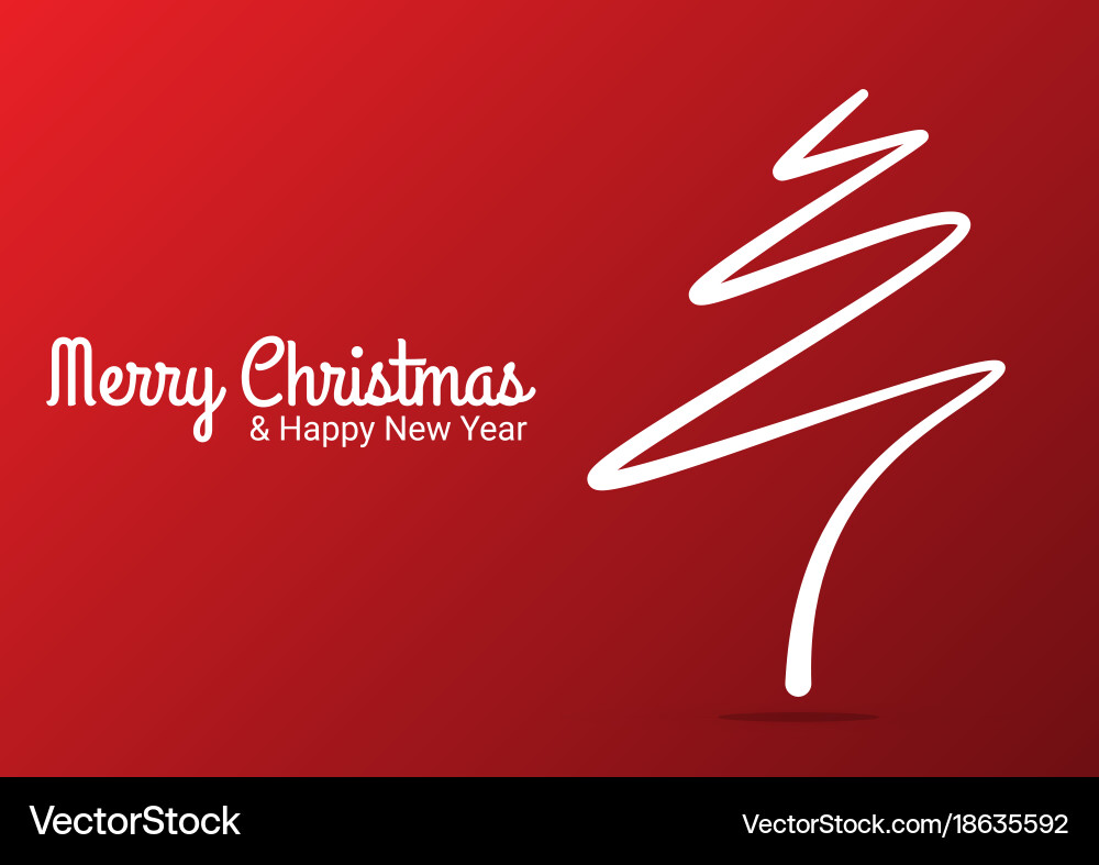 Red Merry Christmas Line Art Royalty Free Vector Image