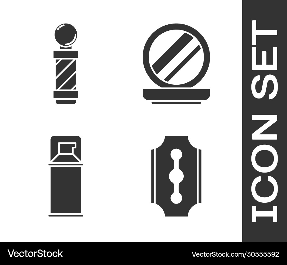 Set blade razor classic barber shop pole shaving Vector Image