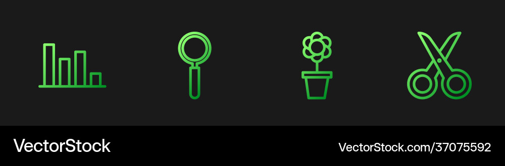 Set line flower in pot pie chart infographic Vector Image