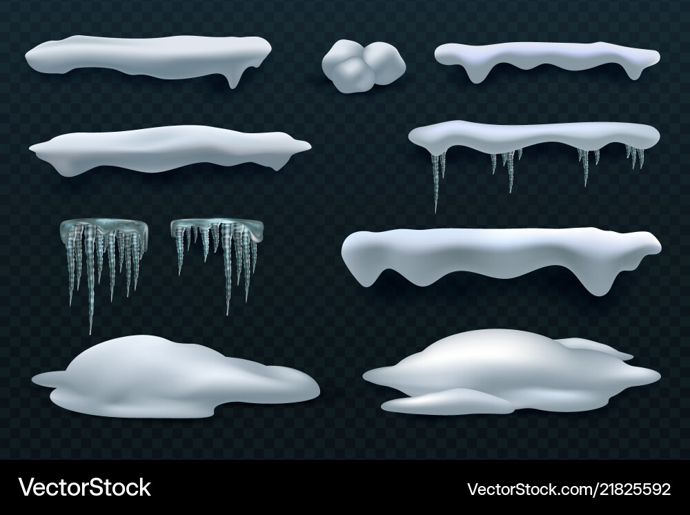 Snow caps and icicles snowball snowdrift Vector Image
