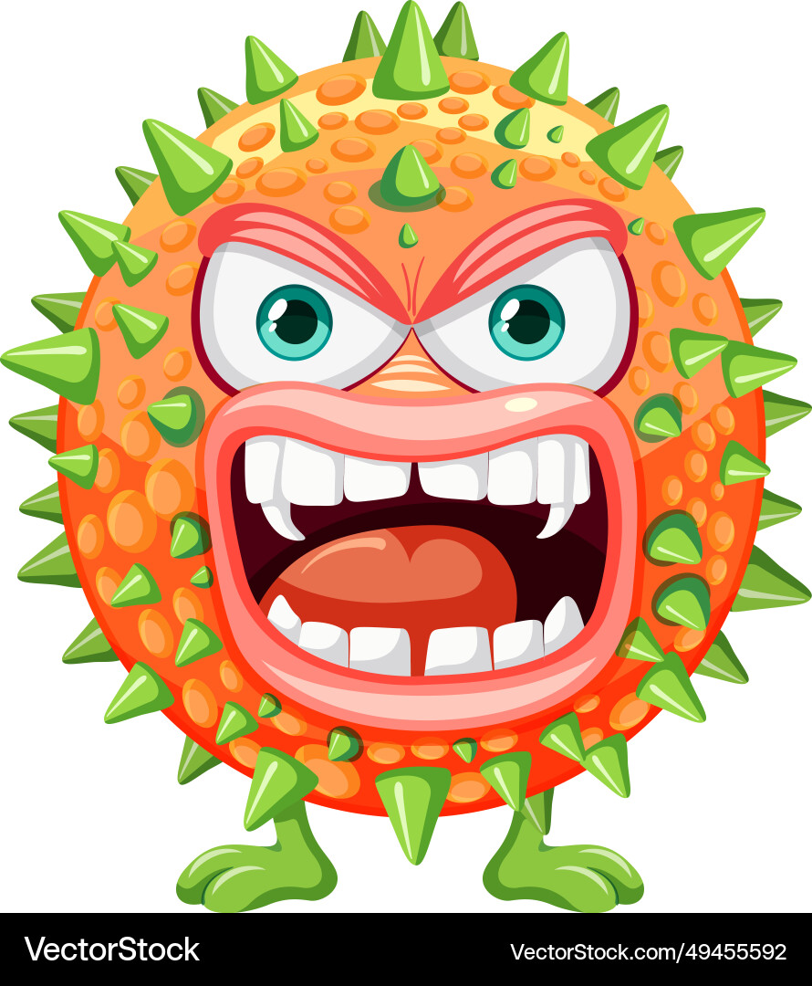 Spiky bacteria germ virus monster cartoon Vector Image