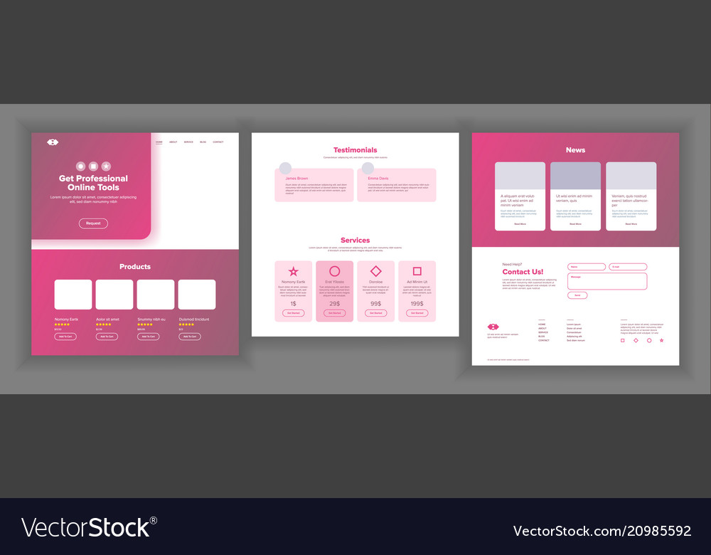 Website template page business project Royalty Free Vector