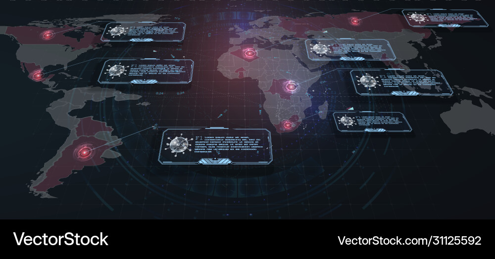 World virus gui in hud style spreading virus Vector Image