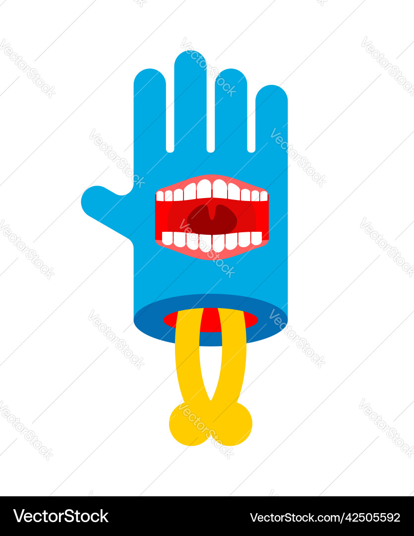 Zombie hand with mouth isolated on palm Royalty Free Vector
