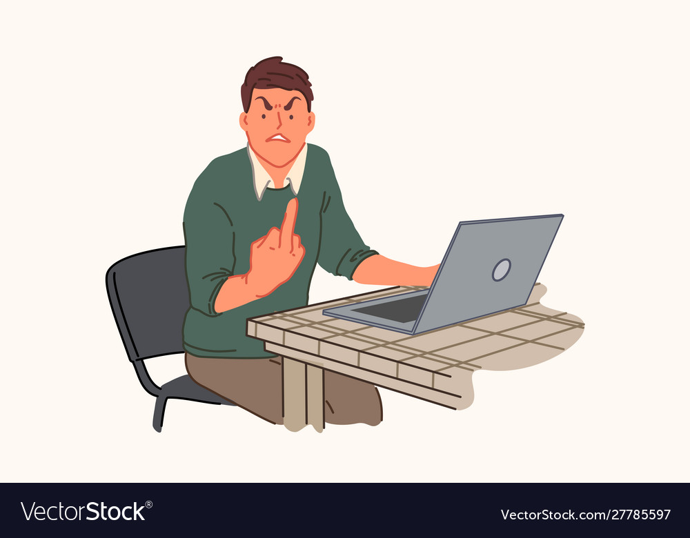 Computer malfunction work problem irritability Vector Image