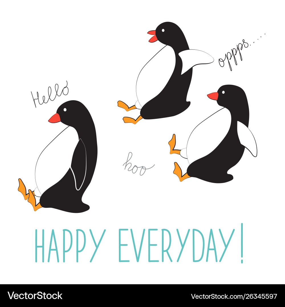 Funny penguins for prints stickers Royalty Free Vector Image