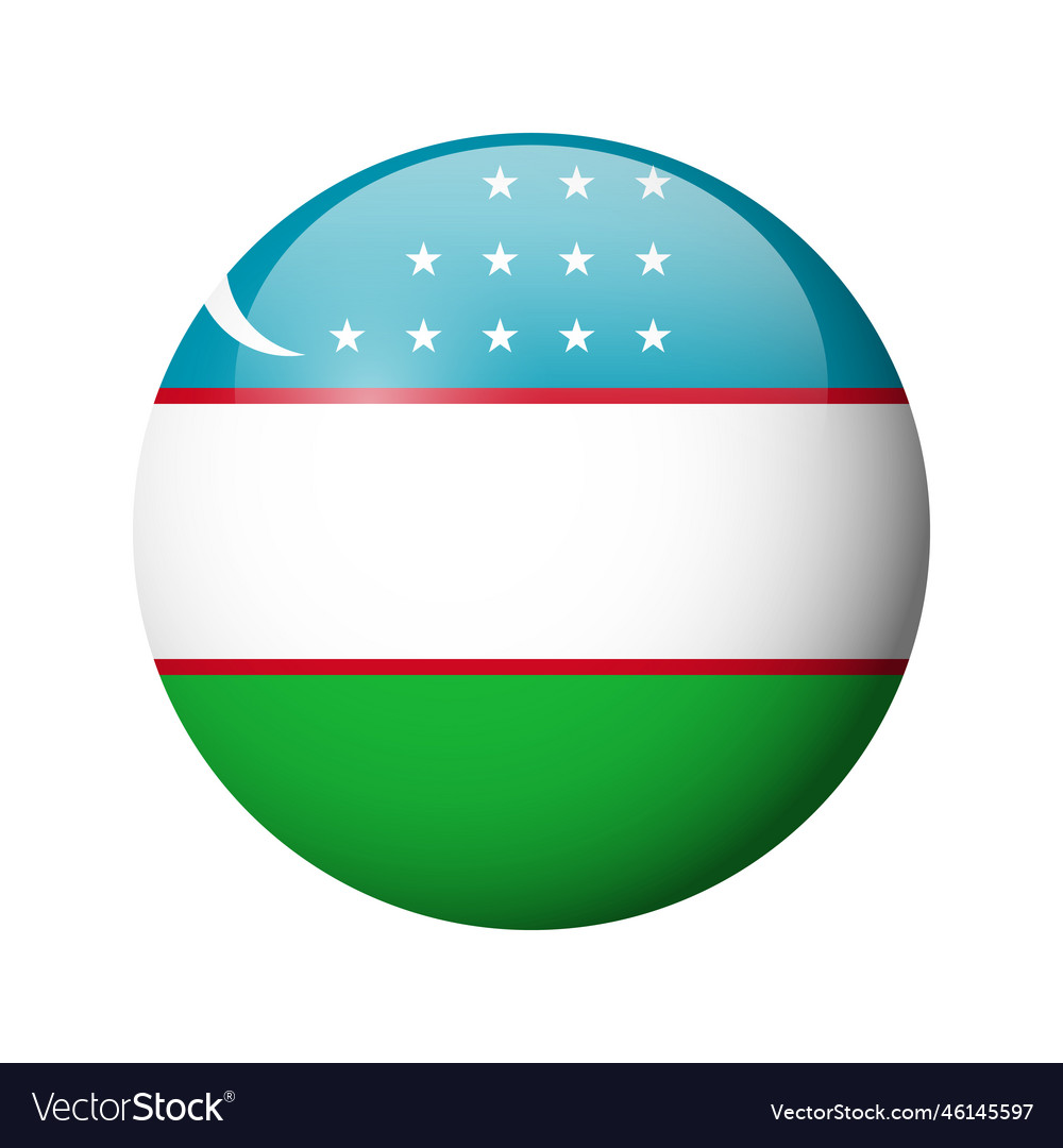 Glossy circle badge flag of uzbekistan Royalty Free Vector