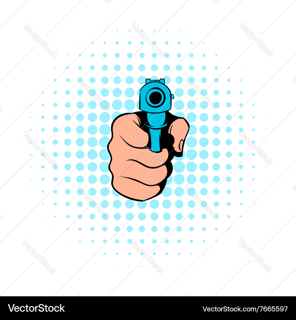 Hand pointing with the gun icon comics style Vector Image