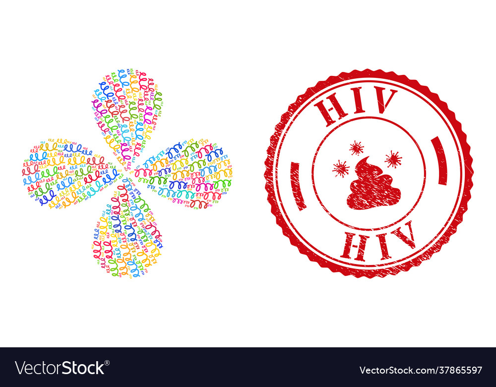 Hiv scratched seal stamp and spiral microbe bright Hiv scratched seal stamp and spiral microbe bright