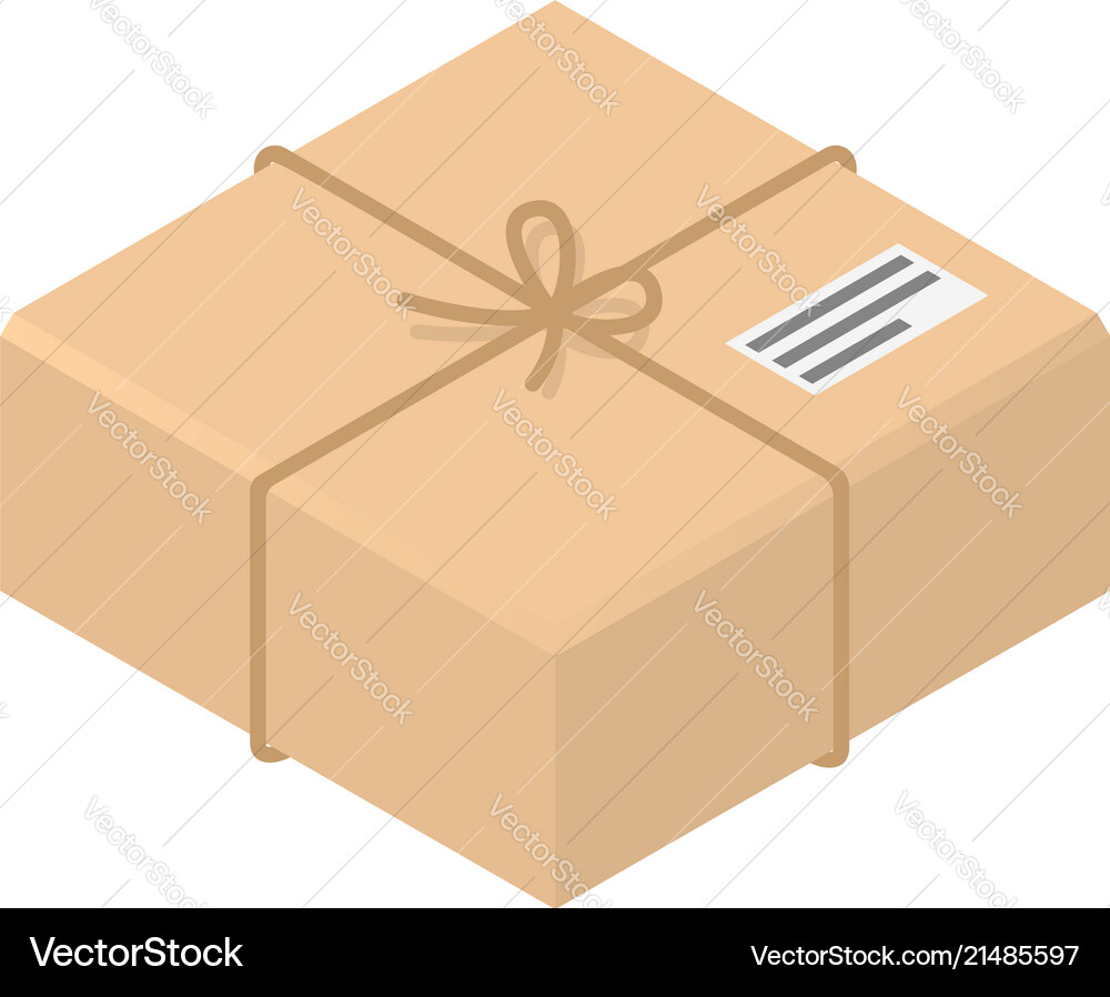 Postal carton box icon isometric style Royalty Free Vector