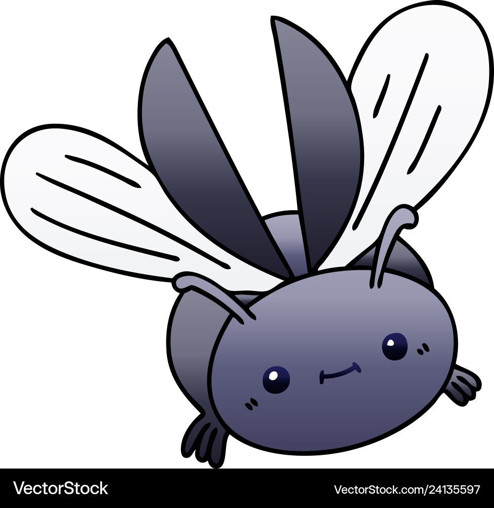 Quirky gradient shaded cartoon flying beetle Vector Image