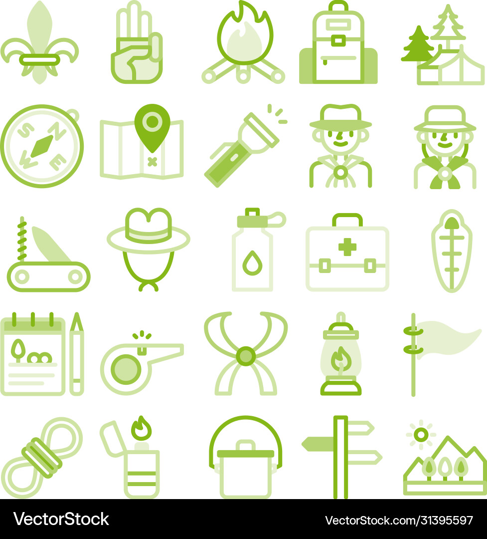 Scout and camping icons Royalty Free Vector Image