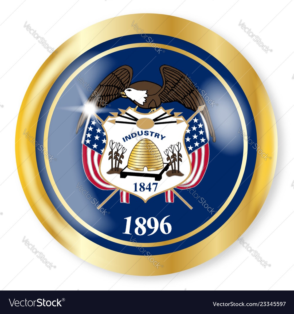 Utah flag button Royalty Free Vector Image - VectorStock