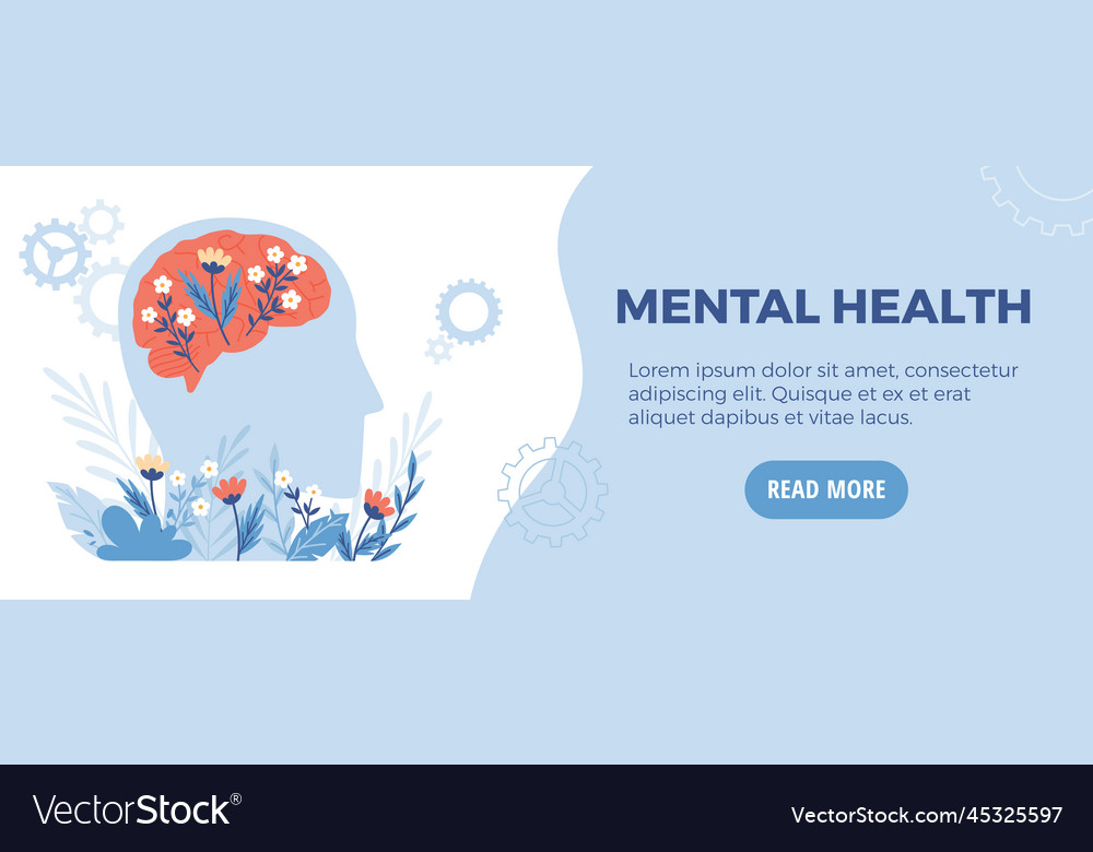 Website banner template about mental health flat Vector Image Website banner template about mental health flat Vector Image