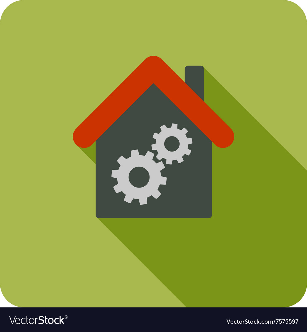 Workhouse flat rounded square icon with long Vector Image Workhouse flat rounded square icon with long Vector Image