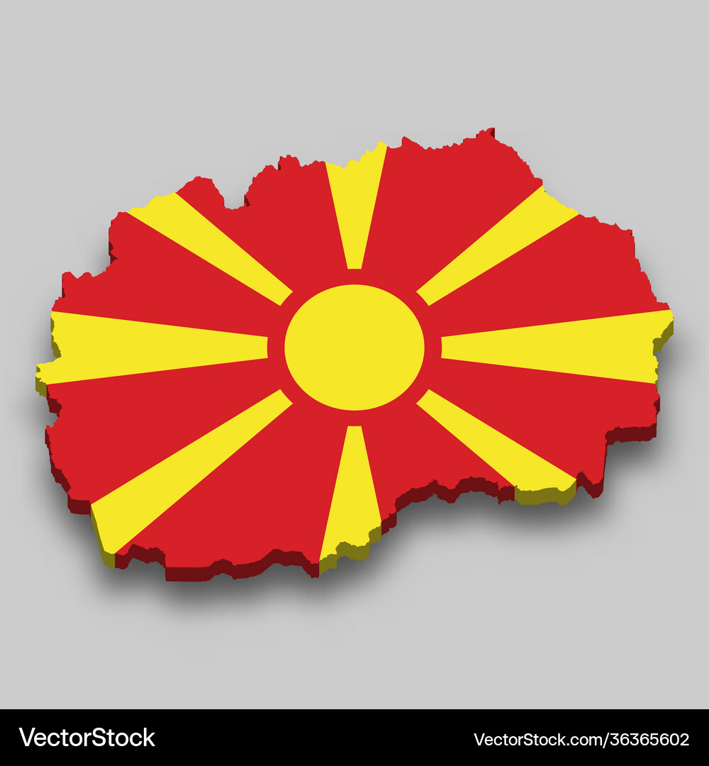 3d isometric map north macedonia with national Vector Image