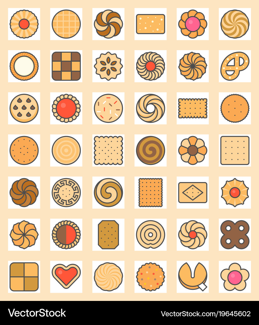 Big set of cookies Royalty Free Vector Image - VectorStock