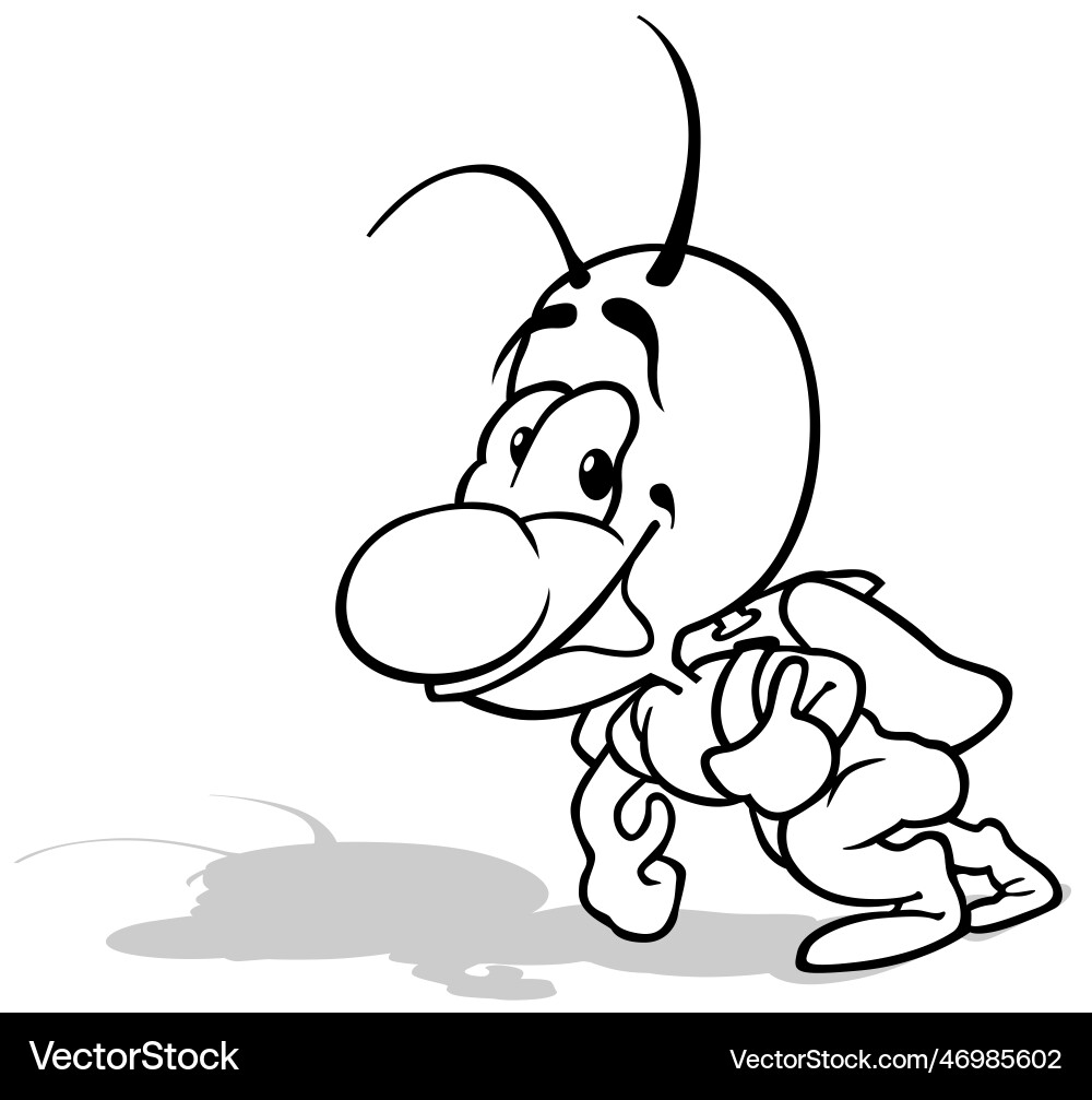 Drawing of a bug with a school bag on its back Vector Image