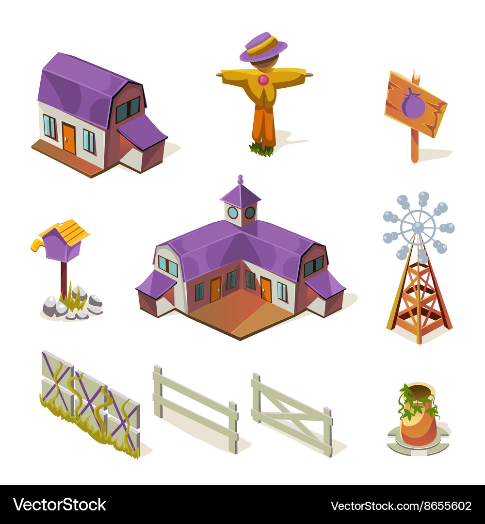 Farm elements set Royalty Free Vector Image - VectorStock