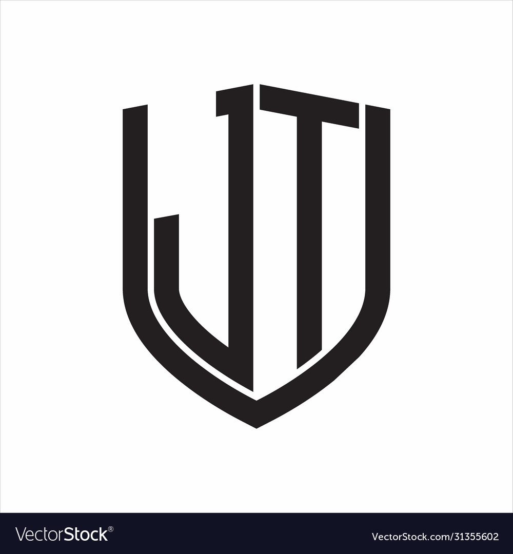 Jt logo monogram with emblem shield design Vector Image