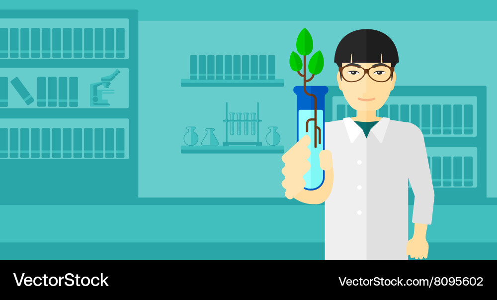 Laboratory assistant with test tube Royalty Free Vector