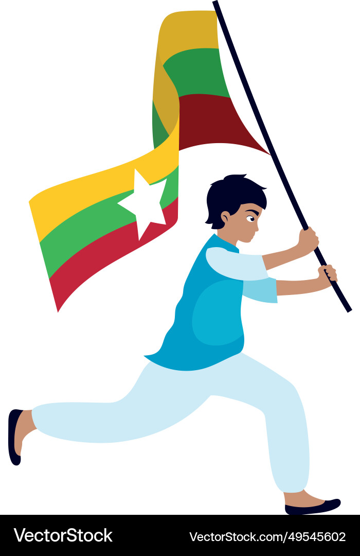 Myanmar independence day design with man holding Vector Image
