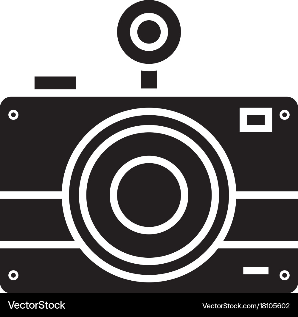 Photo camera icon black sign Royalty Free Vector Image