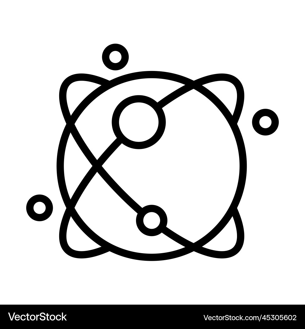 Planet with satellite icon line isolated on white Vector Image